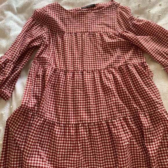 Zara | Dresses | Zara Red Check Dress | Poshmark